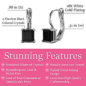 Cate & Chloe Samantha 18k White Gold Plated Drop Earrings | Women's Drop & Dangle Earrings with Black Crystals, Silver Earrings For Women, Hypoallergenic Earring Set, Jewelry Gift for Her