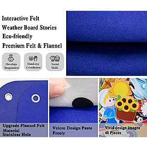Craftstory Kids Weather Flannel Felt-Board Story for Toddlers Preschool Toys Season Weather Circle-Time Learning Centre 48 Pieces Early Educational Classroom Activity 3.5 Ft Wall Hang Gifts