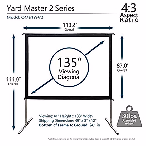 Elite Screens Yard Master 2, 135 inch Outdoor Projector Projection Screen with Stand 4:3, 8K 4K Ultra HD 3D Fast Folding Portable Movie Theater Cinema 135" Indoor Foldable Easy Snap | OMS135V2