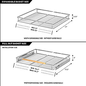 2Pack Improve Pull Out Cabinet Organizer, 16.3~26.3"W x 17"D Heavy Duty Slide Out Cabinet Drawers, Expandable Width Under Sink Organizers and Storage for Kitchen Cabinets,Bathroom, Bedroom (2 Pack)