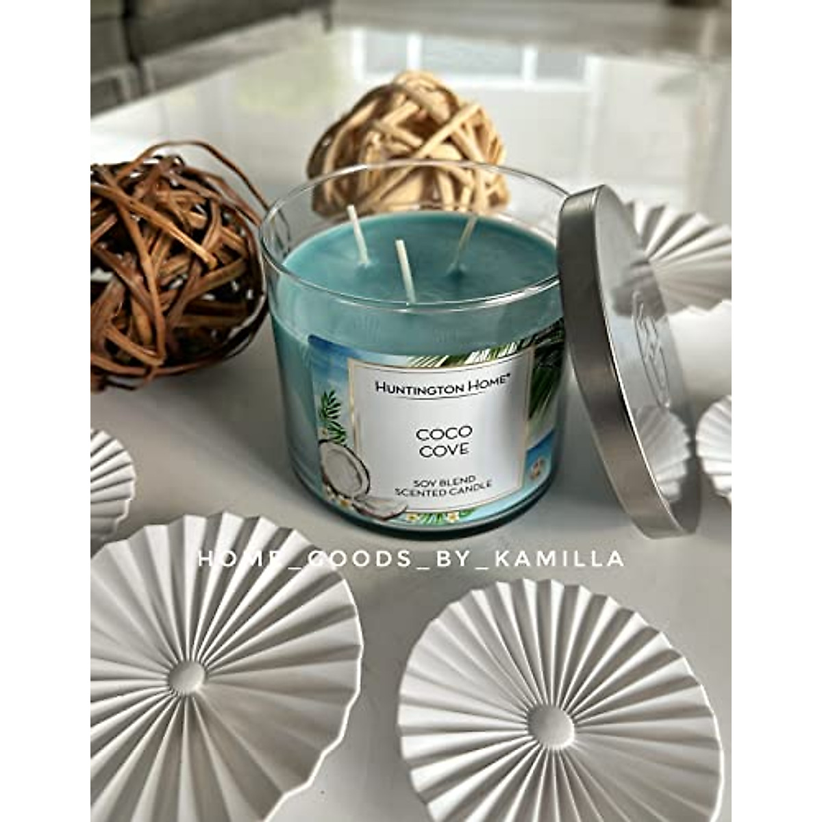 Huntington Home Soy Blend Scented Candle All Scented, 3 Wicks 45/60 Hours (Coco Cove)