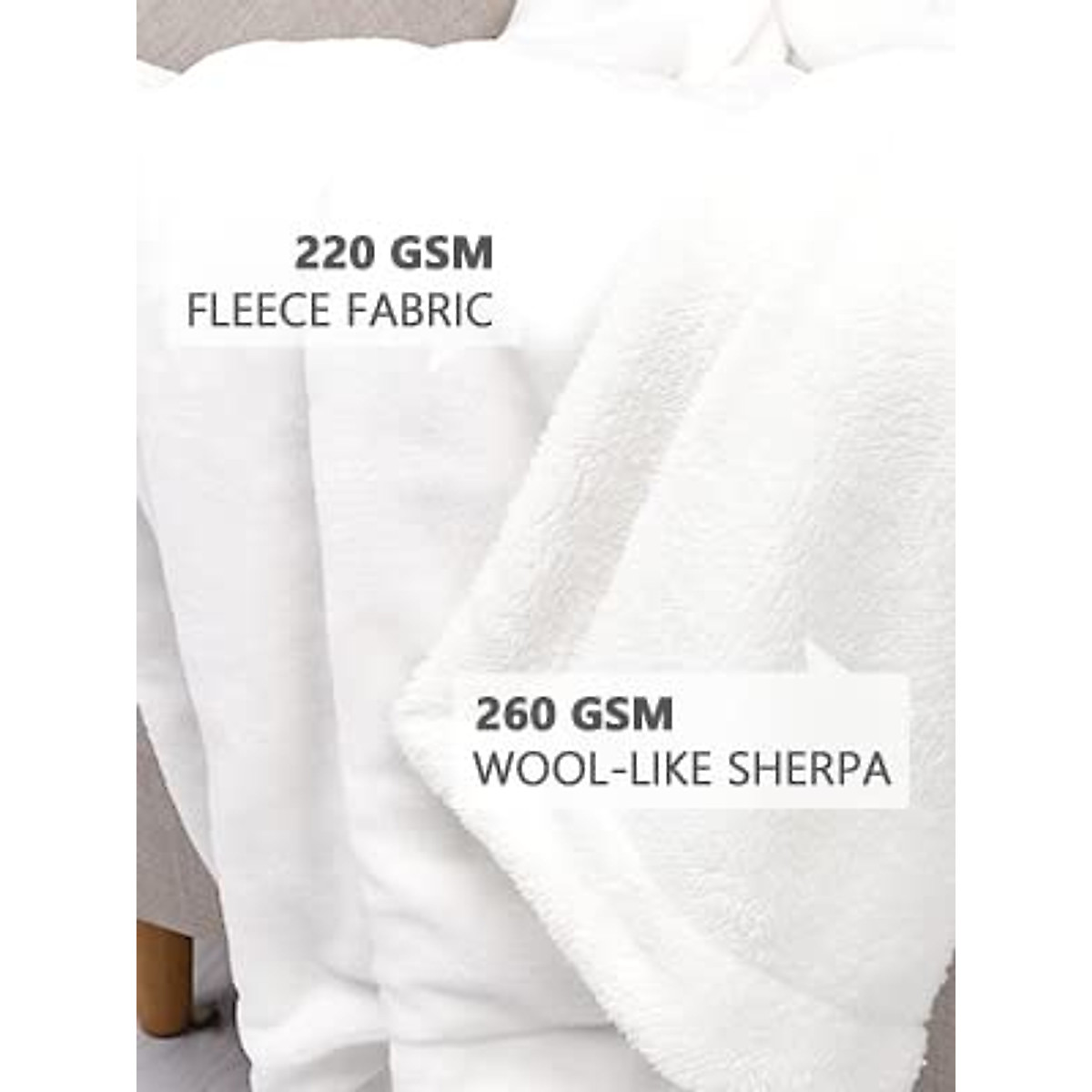 TILLYOU Reversible Plush Sherpa Fleece Baby Blanket for Boys, Girls, Kids, Toddler, Infant, Newborn, 40”x50” - Fuzzy Fluffy Warm Throw Blanket for Toddler Bed, Crib, Stroller, Bassinet, Pet, White