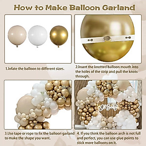 Sand White Gold Balloon Arch Kit,White Beige Balloons with Metallic Gold Latex Balloons for Boho Baby Shower Wedding Bridal Engagement Anniversary Birthday Decorations(white gold)