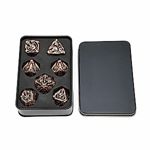 Hollow Skull DND Metal dice Set, polyhedral Large RPG case dice d&d Starter Set Tray Tower Bag Holder Role Playing dice