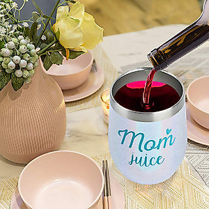 Supkiir Gifts for Mom- Mom Juice -Mom Birthday Mother’s Day Gifts from Son, Daughter for New Mom, Pregnant Mom, Wife Mommy Shark Wine Tumbler Mug, Sliver Rainbow