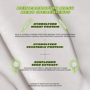 BLEACH LONDON Reincarnation Mask - Nutrient Rich, Repairs & Hydrates Dry, Damaged, Bleached or Coloured Hair, Vegan, Cruelty Free, 6.7 fl. oz.