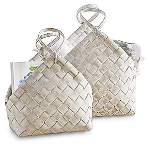 Mud Pie Woven Wood Weave Baskets, 2 Piece Set