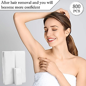 800 Pieces Wax Strips Non-woven Waxing Strips Hair Removal Waxing Strips Body and Facial Wax Strips Cold Wax Strips Wax Ready-Strips for Facial Arms Legs Armpit Hair Eyebrow and Bikini, 2 Sizes