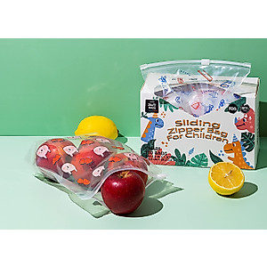 Quart Resealable Slider Food Storage Bags, 100 Count, Fun Designs, 4 Different Fun Patterns, Zero BPA, Lunch, Trips, Parties & More