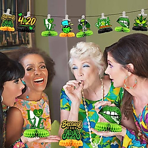 8pcs Weed Honeycomb Centerpieces,420 Decorations for Weed Party, Weed Party Decorations for Adults, Marijuana Weed Leaf Have a Dope Birthday Party Supplies