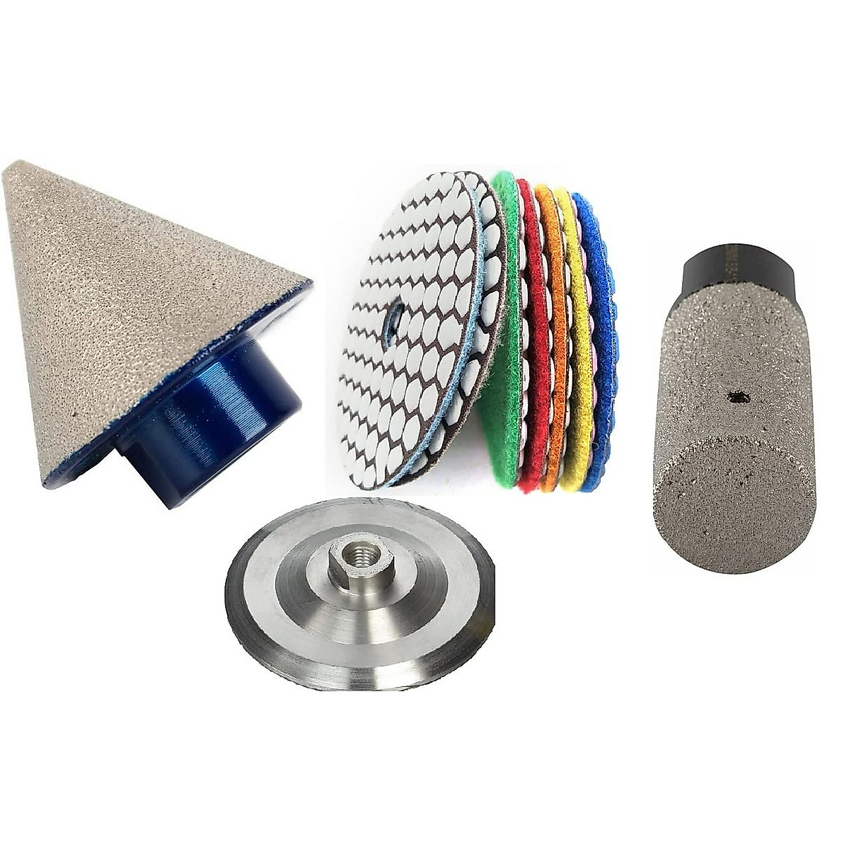 Diamond Beveling Chamfer Bit 3/16" to 1-1/2" and 25mm 1 Inch Diamond Finger Milling Bit and Granite Marble Dry polishing pad Porcelain Stone Holes Trimming Countersink Drill Enlarge Enlarging