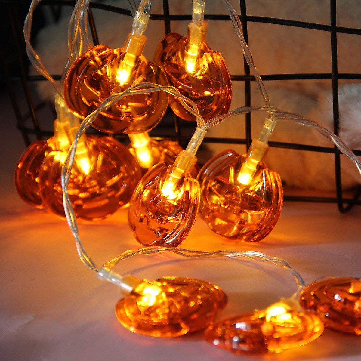 CCOOfhhc Halloween String Lights, 20/40 LED Pumpkin Halloween Lights Indoor Outdoor Party and Christmas Decoration Warm White
