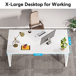 LITTLE TREE 70.8 Inch X-Large Executive Computer Office Desk, White