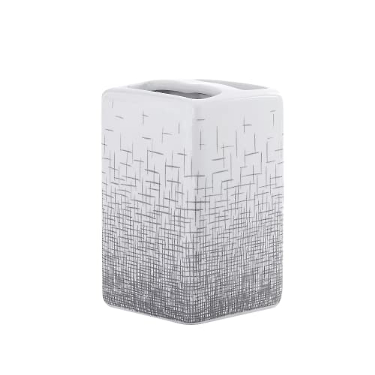 FamiPod Shower Curtain Liner Gray, 17-Piece Gray Weave Polyester/Ceramic Bathroom Accessory Set