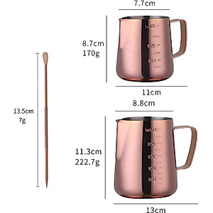 Beminh Milk Frothing Pitcher Stainless Steel,Coffee Mugs Milk Steaming Frother for Espresso Machines,Milk Frothers & Latte Art, Cappuccino Maker (Rosegold, 20oz)
