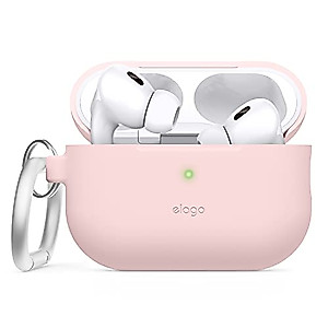 elago Compatible with AirPods Pro 2 Case (2022), Silicone Case with Keychain Compatible with Apple AirPods Pro 2nd Generation Case, Front LED Visible, Supports Wireless Charging [Lovely Pink]