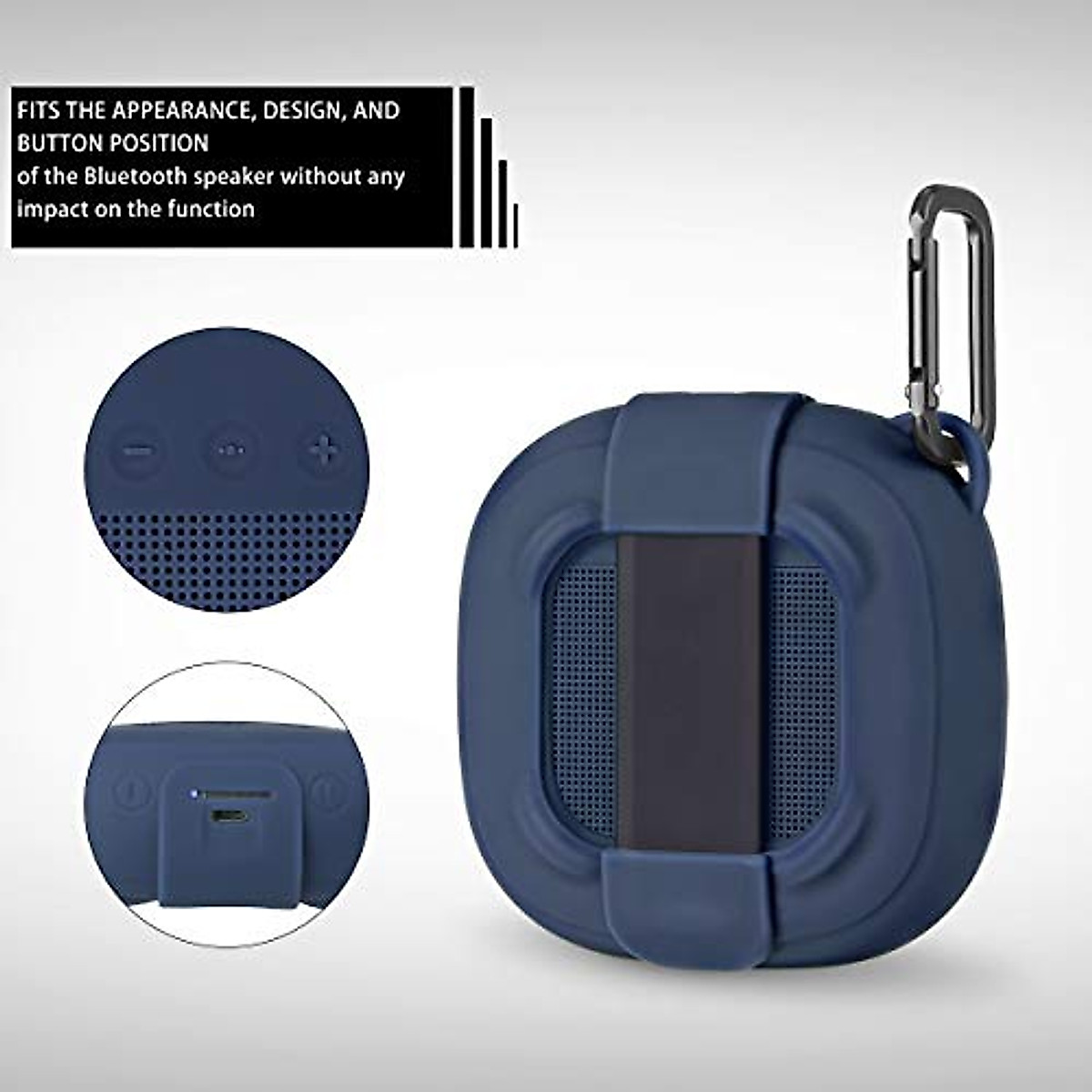 Aotnex Silicone Case for Bose SoundLink Micro Bluetooth Speaker, Super Soft Waterproof Shockproof Cover with Portable Metal Hook Fits Bose Micro Speaker for Secure Outdoor Protection(1 Pack) (Blue)