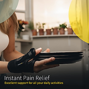 BraceUP Thumb Spica Splint Brace Right Left Hand Women and Men, CMC with Thumb Support, for Arthritis, Tendonitis, Carpal Tunnel Pain Relief and Thumb Sprain (Black)