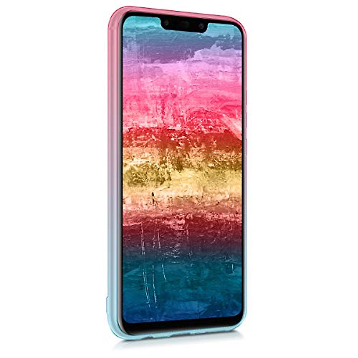 kwmobile Case Compatible with Huawei Mate 20 Lite - Case Transparent Gradient Phone Cover - Bicolor Dark Pink/Blue/Transparent