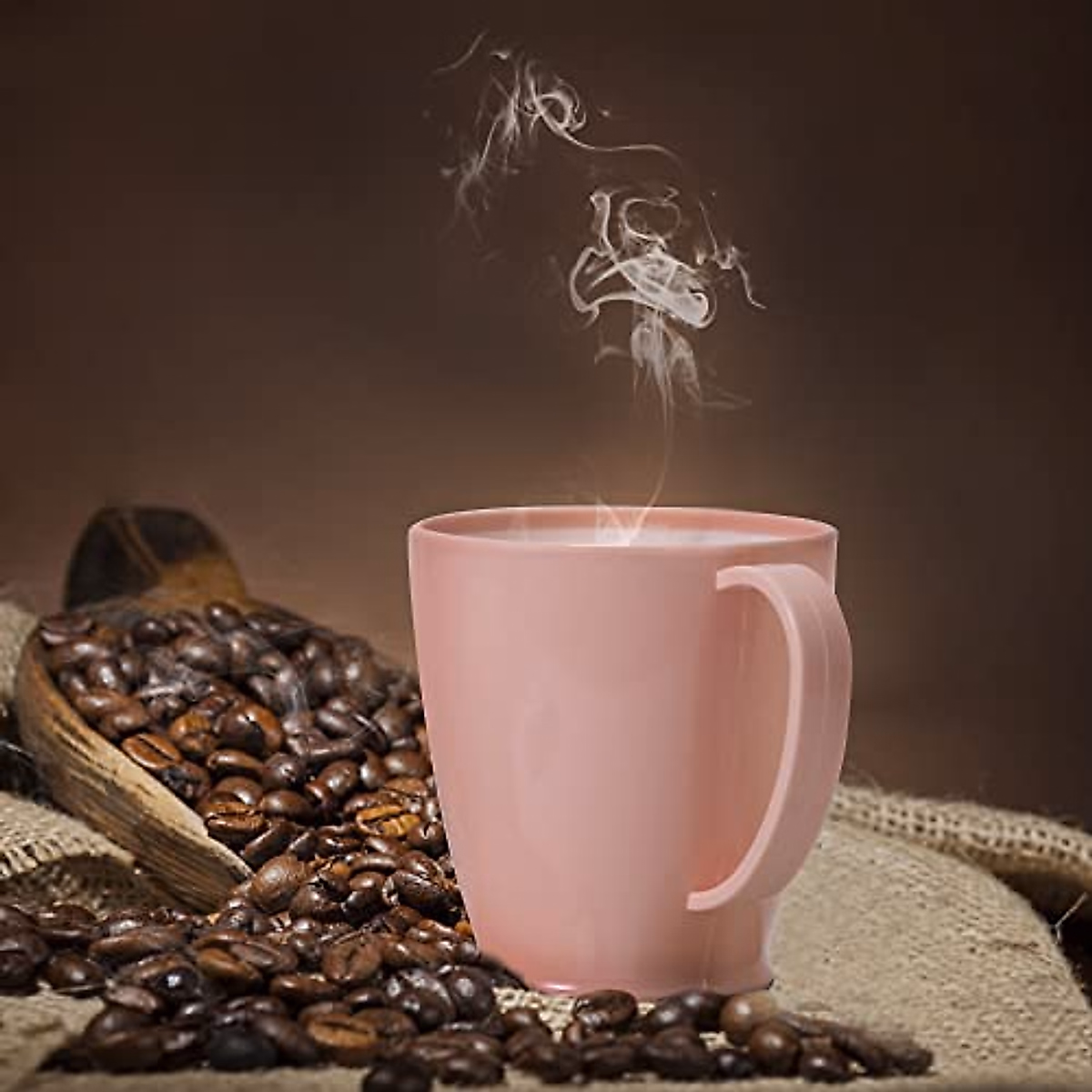 JGIRL coffee cup 6-piece set, plastic coffee cup set, 10 oz non-breakable plastic coffee cup, with handle, BPA-free, 3colors, reusable plastic cup (dishwasher safe)