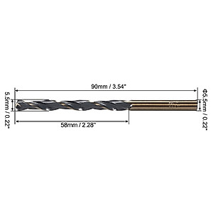 uxcell Straight Shank Twist Drill Bits 5.5mm High Speed Steel 4341 with 5.5mm Shank 5 Pcs for Stainless Steel Alloy Metal Plastic Wood