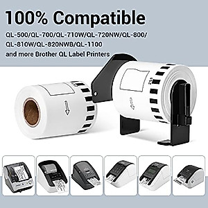 6 Rolls, MarkDomain DK-2251 Black/Red Label on White Paper Tape Compatible Label Roll Brother DK 2251 Continuous Length Replacement Labels 2.4in x 50ft with 1 Frame for QL-800, QL-810W, QL-820NWB