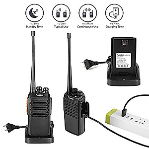 Seodon Walkie Talkies for Adults Long Range with One Extra Battery for Each Radio Rechargeable 4 Pack Up to 5 Miles Range in The Open Filed Two Way Radios with Earpiece/Headsets