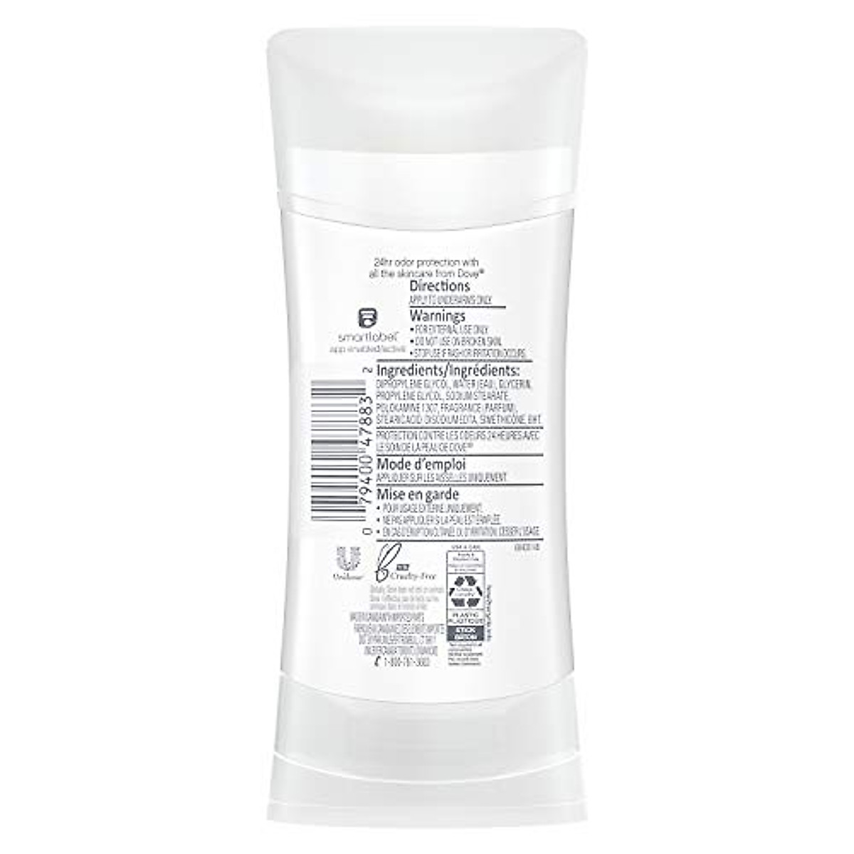 Dove 0% Aluminum Free Deodorant 24-hour Odor Protection Rose Petals Deodorant for Women, 2.6 Ounce (Pack of 3)