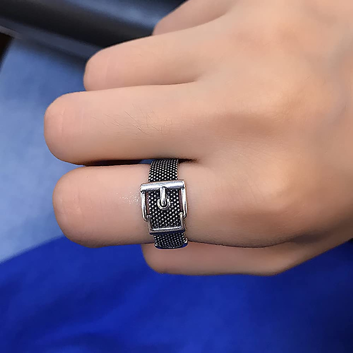 HUJUON 10-17Pcs Gothic Punk Rings Set,Vintage Chain Finger Rings Adjustable Alloy Biker Obsidian Chain Open Rings Knuckle Stackable Midi Ring Joint for Women (10pcs)