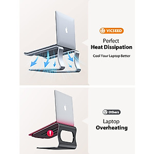 VICSEED 𝗨𝗽𝗴𝗿𝗮𝗱𝗲 [Large Laptops Friendly] Laptop Stand, Ergonomic Notebook Stand, Aluminum Adjustable Laptop Stand for Desk for MacBook Air/Pro, Acer, Dell, HP, Lenovo All 10-18 inch Laptops