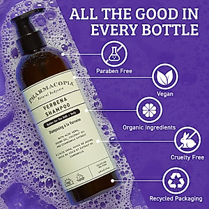 Pharmacopia Verbena Shampoo & Conditioner Bundle – Aromatherapy Hair Care with Natural Plant Based & Organic Ingredients – Vegan, Cruelty Free, No Parabens or Sulfates, Set of 2 16oz Bottles