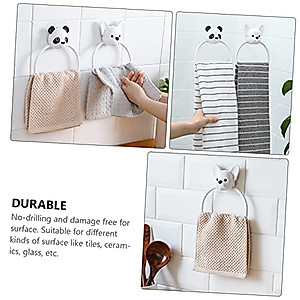 Cabilock 1pc Towel Rack Plastic Hooks for Hanging Clothes Hanger Hooks Hanger Hooks for Plastic Hangers Countertop Towel Ring Hand Towel Holder Tower Rack Abs White Punch Free Ring Cute