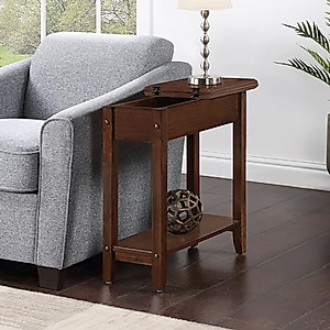 Convenience Concepts American Heritage Flip Top End Table with Shelf, Espresso