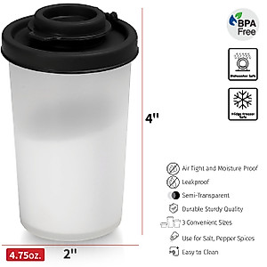 SIGNORAWARE Salt and Pepper Shakers Moisture Proof Set of 2 Large Salt Shaker to go Camping Picnic Outdoors Kitchen Lunch Boxes Travel Spice Set Clear with Red Covers Lids Plastic Airtight Dispenser