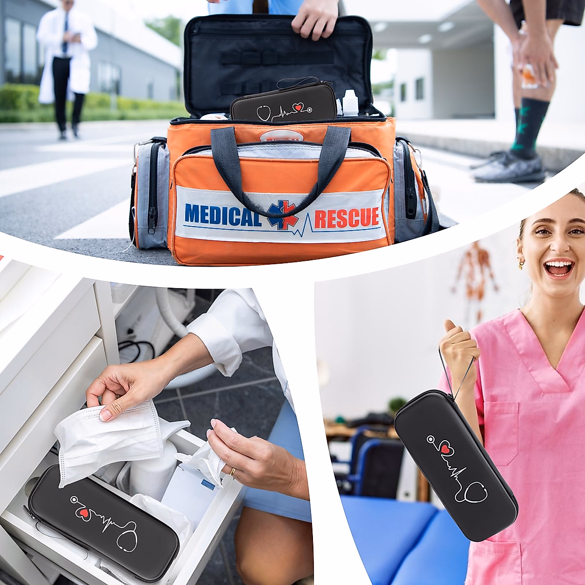 Stethoscope Case Compatible with 3M Cardiology III/Lightweight II S.E/Cardiology IV Diagnostic/MDF Acoustica Stethoscope with Mesh Pocket for Doctor &Nurse Accessories, Black(Case Only)