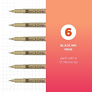 Sakura Pigma 50035 Micron Blister Card Ink Pen Set, Black, 01 6CT