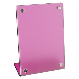 Slanted Back Photo Frame, Wide Application 3 Inch Multi Purpose Acrylic Self Standing Photo Frame L Shaped for Business Cards for Office (Rose Red)