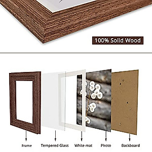 GraduationMall 5x7 Wood Picture Frames,Display Photos 4x6 with Mat or 5x7 Without Mat,Real Glass,Wall or Tabletop Display,Rustic Brown Set of 2