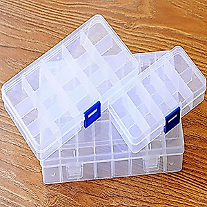 10/15/24 Grids Clear Plastic Organizer Box Storage Container Jewelry Box with Adjustable Dividers for Beads Art DIY Crafts Jewelry Fishing Tackles, Plastic Jewelry Box Organizer Storage Container 10