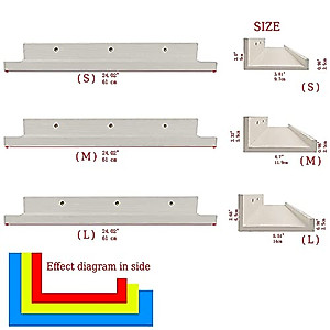Calenzana Wall Mounted Floating Shelves, 3 Pack 24 inch and 3 Pack 36 inch Photo Picture Ledge Shelf for Living Room Bathroom Bedroom Kitchen Office, Creamy White