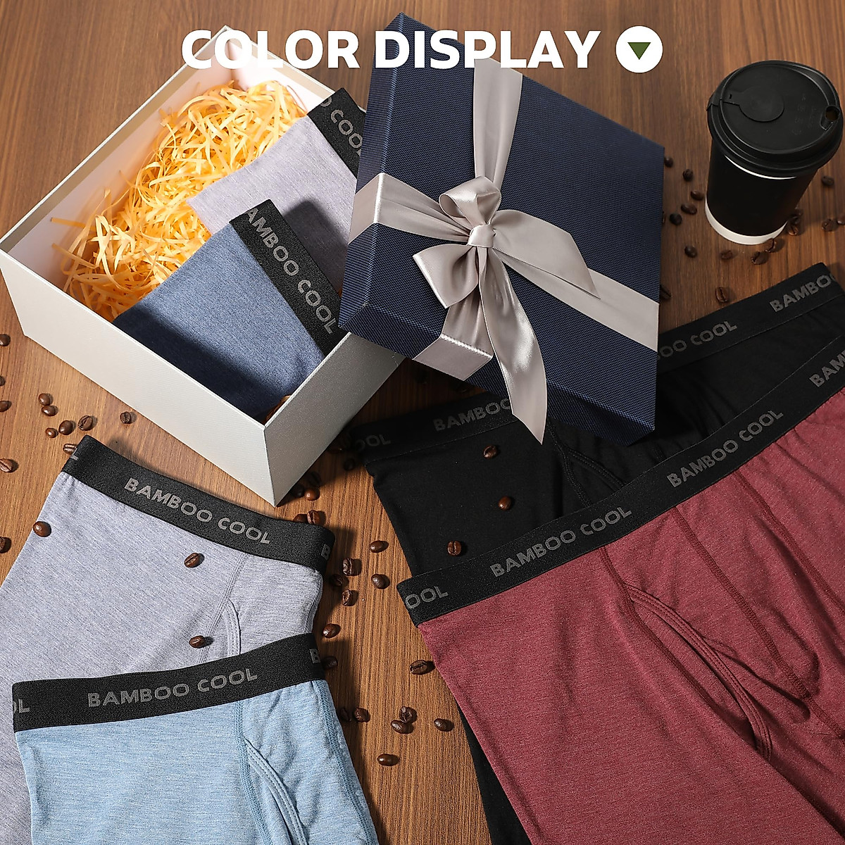 BAMBOO COOL Men's Ultra Breathable Underwear,No Riding Up Boxer Briefs with ComfortFlexible Waistband,Multipack