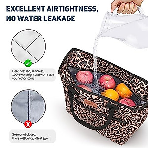 Gelozid Lunch Bag, 16-Can Large Lunch Bag for Women Men, Insulated Lunch Box with Pockets for Work Office Beach Picnic, Leakproof Reusable Portable Lunchbox, Leopard Print
