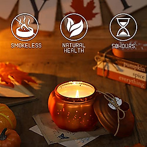 Pumpkin Spice Candle, 12oz Fall Scented Candle, Farmhouse Pumpkin Shaped Candle for Home