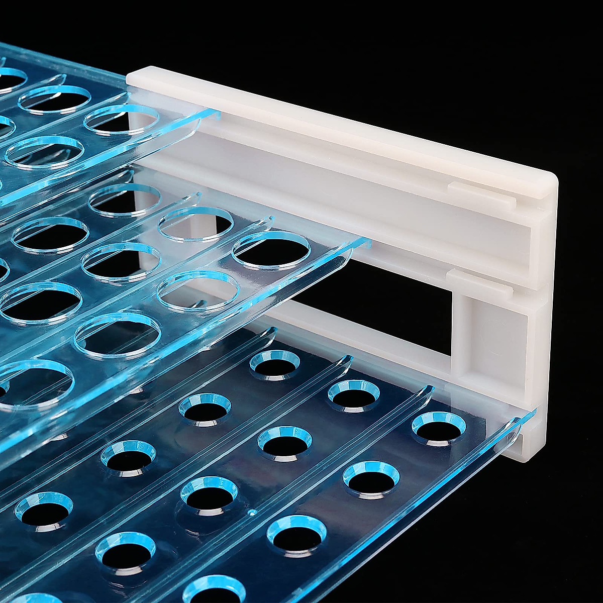 HEIHAK 10 Pack 50 Holes Plastic Test Tube Rack, Detachable Lab Test Tube Rack for 13mm -16mm Tubes, Science Test Tube Holder for Experiments, Candy Liquids Storage, Light Blue