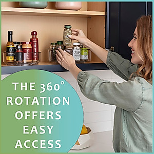 Clear Lazy Susan Organizer 12" & 9" Set - Lazy Susan for Refrigerator, Turntable for Cabinet with Removable Dividers, 12 Inch Pantry Lazy Susan, Plastic Turntable Organizer Solution - by Soveressence