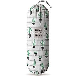 Hglian Cactus Plastic Grocery Bag Holder and Dispenser,Large Hanging Garbage Shopping Trash Bags Organizer Storage,Cute Cactus Kitchen Decor,Gifts for Women Mom Grandma