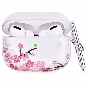 V-MORO Compatible with Airpods Pro/Pro 2 Case, Cute Clear Airpod Pro Case Cover Transparent Protective Case Girl for Apple Airpods Pro [Front LED Visible] Charging Skin Women ( Plum Flower)