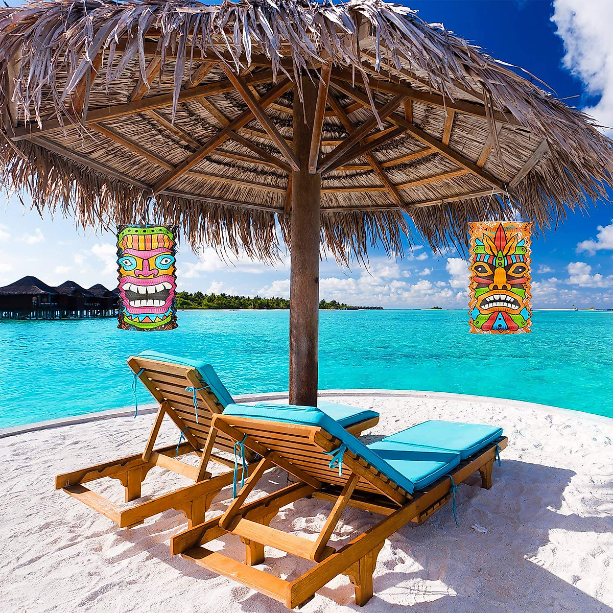 Hawaii Party Decorations Paper Lanterns Luau Tropical Hanging Supplies Lanterns for Birthday Outdoor Party Baby Shower Home Decoration (12 Pieces,10 x 6.1 Inch)