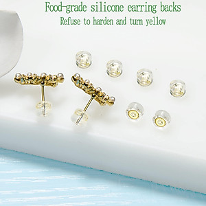 Earring Backs,18K Gold Silicone Earring Backs for Studs /Droopy Ears,Locking Secure Earring Backs for Heavy Earring,No-Irritate Hypoallergenice Soft Clear Earring Backs for Adults&Kids