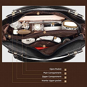 Black Leather Satchel Handbags for Women, Genuine Leather Crocodile Pattern Ladies Alligator Top-handle Bags with Adjustable Shoulder Straps Women's Tote Purses and Handbags Womens Casual Carryalls